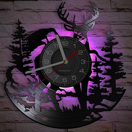 Amazon.com: Timethink Deer Hunting LED Vinyl Record Wall Clock with 7 ...