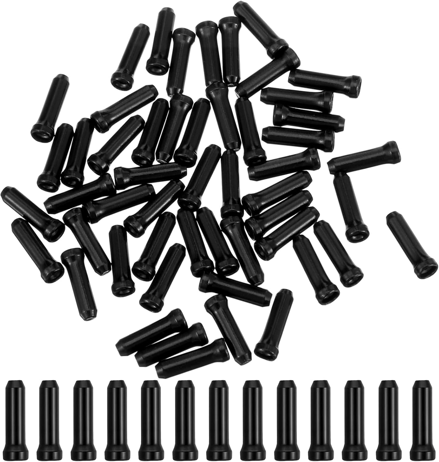 60 PCS Bike Cable End Caps, Black Aluminum Alloy Crimps, Black Bicycle ...