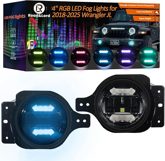 Amazon.com: RoadandLord Wrangler JL LED RGB Fog Lights Compatible with ...