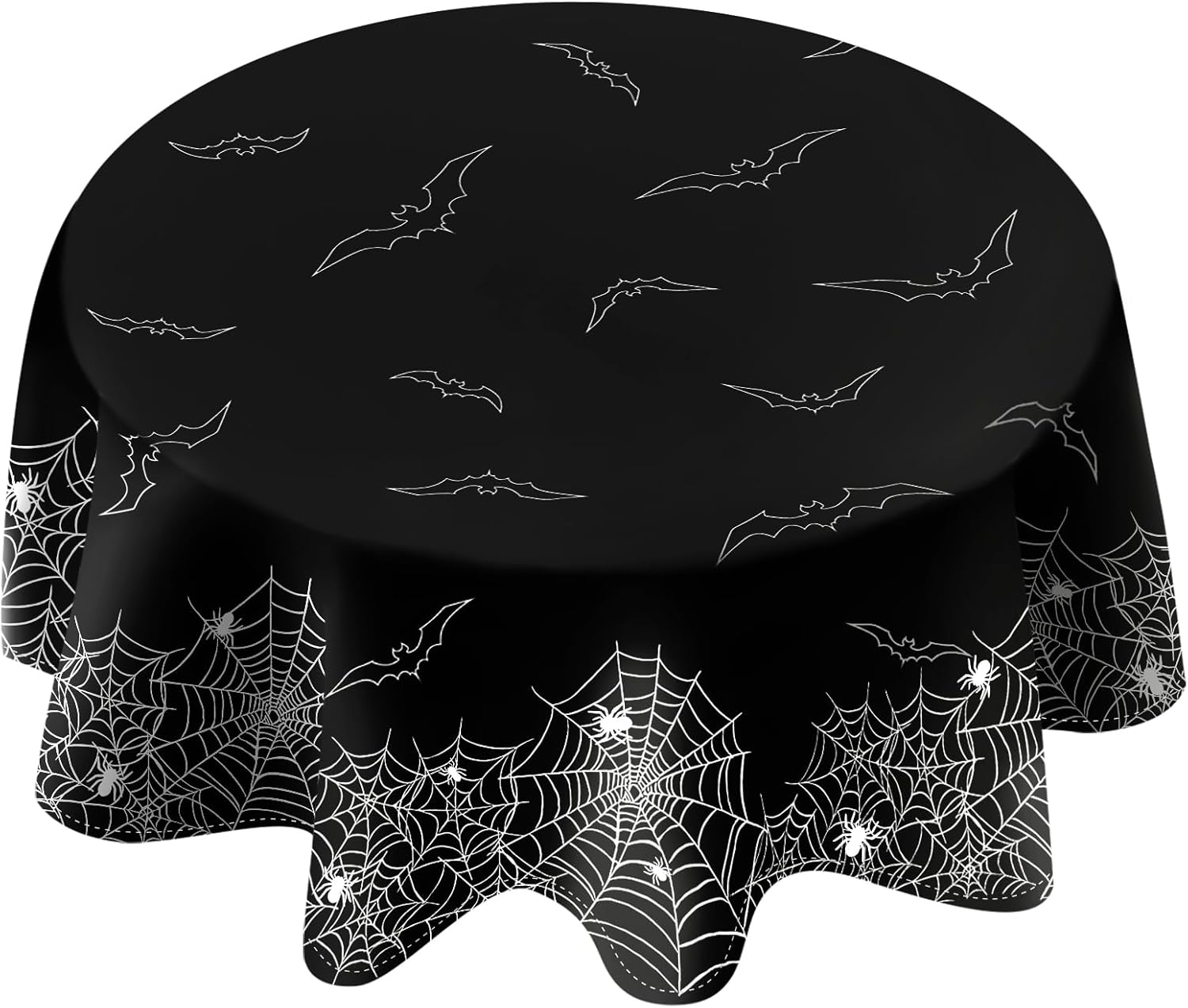 Amazon.com: QIALETS Halloween Tablecloth Round 70 inch Black Spider Web ...