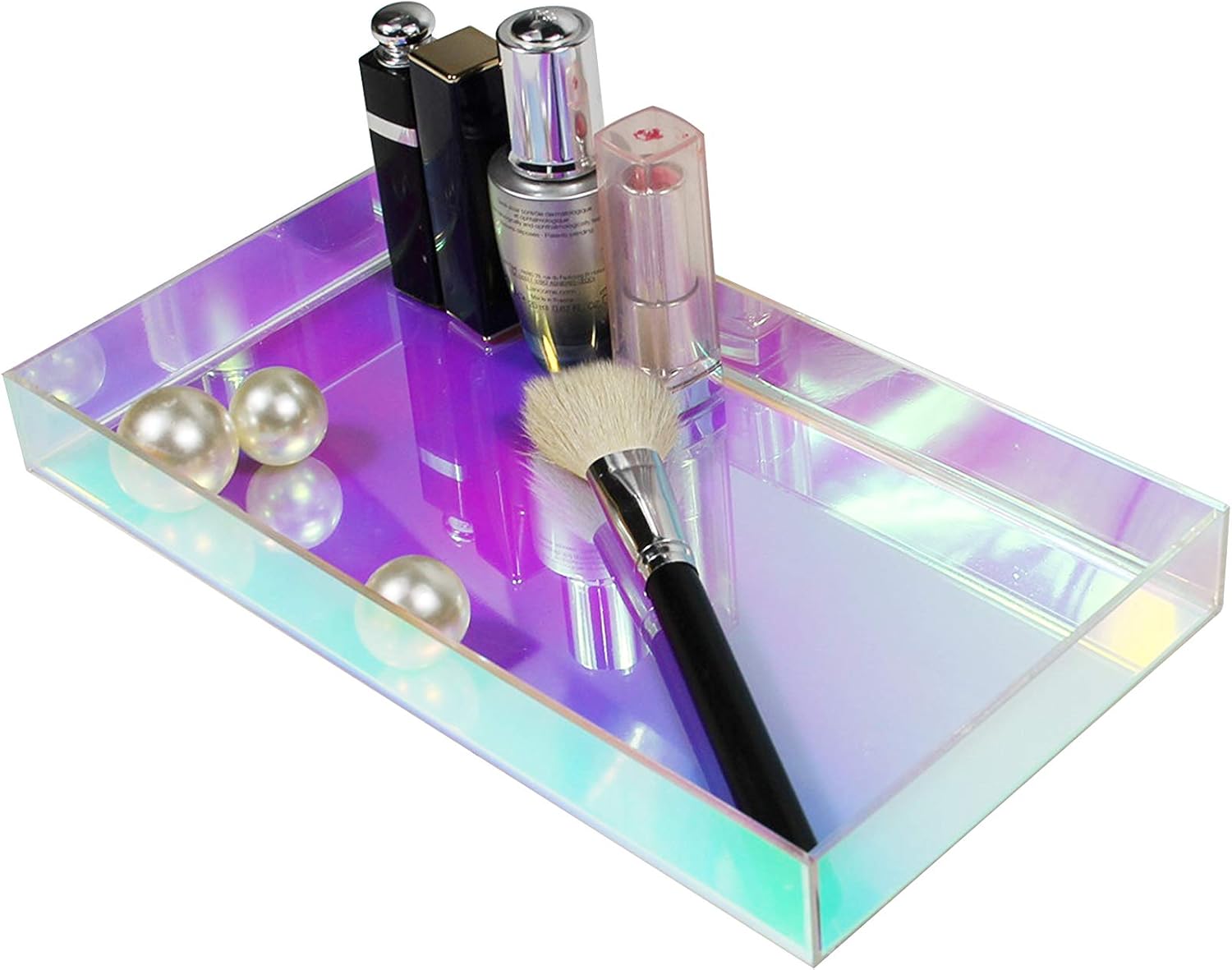 Amazon.com: Acrylic Tray - Iridescent Vanity Tray with Non-Slip Base ...