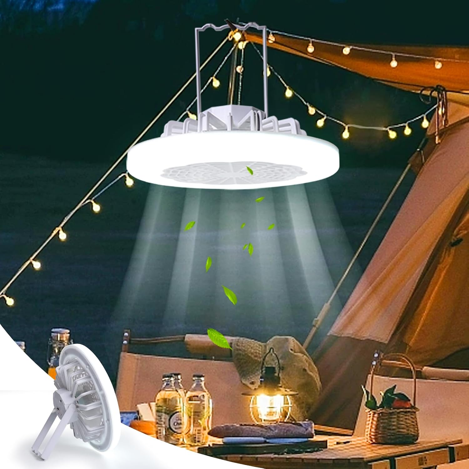 Rechargeable Camping Light Fan Combo 5000 Lumen 3000mAh 3 Lighting ...