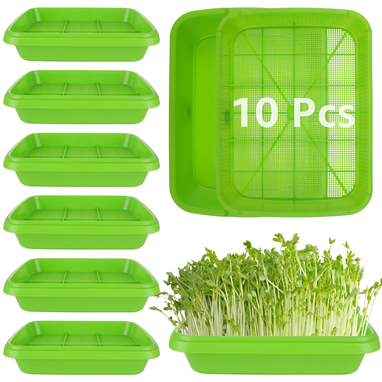 Amazon.com : CYEAH 10 Pcs Seed Sprouting Tray with Drain Holes BPA Free ...