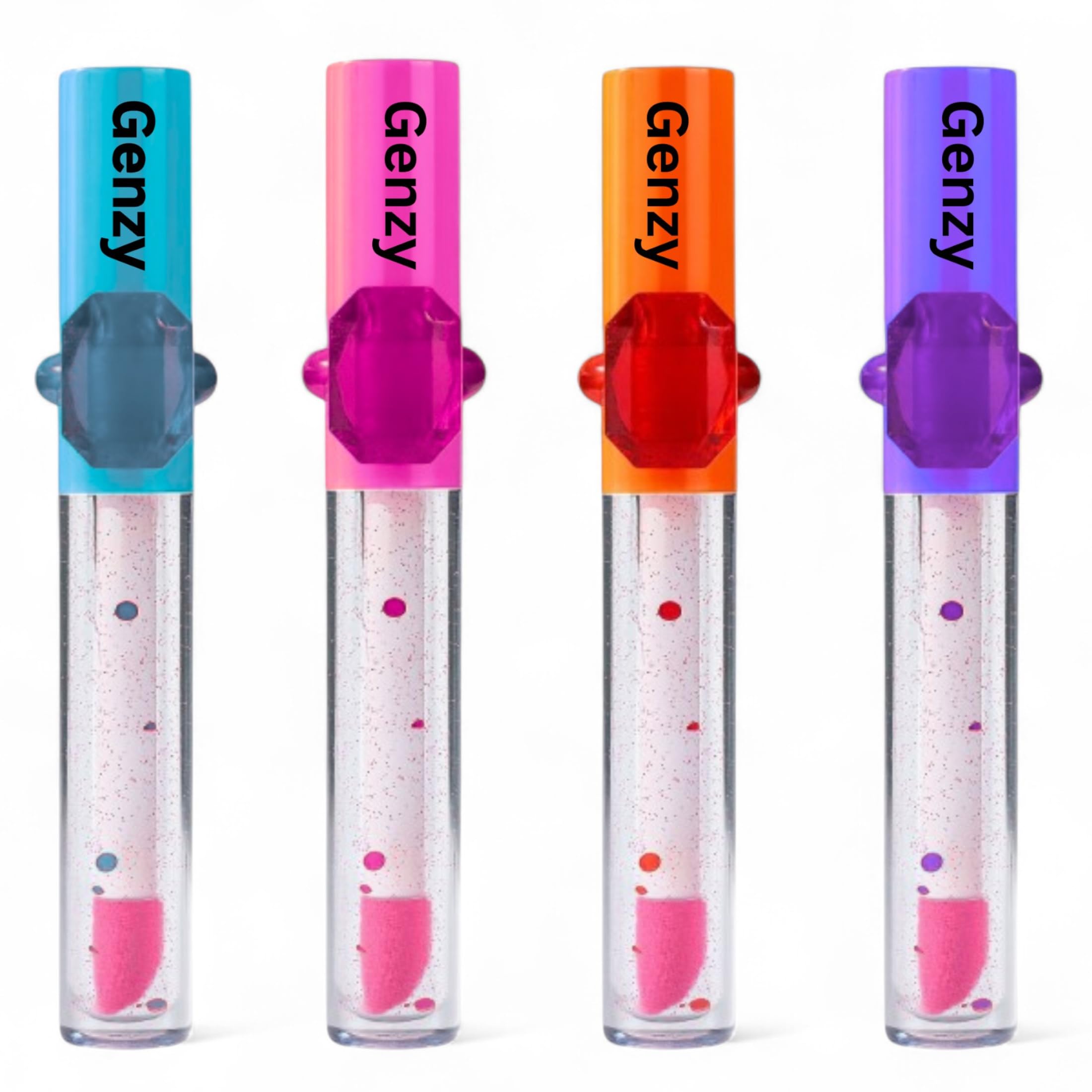 Buy 4pc Ring Stone Lip Gloss Set: Shimmery, non-sticky liquid glitter ...