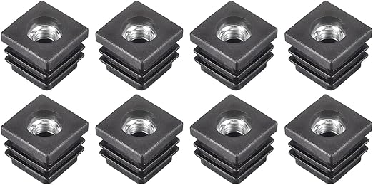 Amazon.com: UXCELL 8Pcs M8 Threaded Square Tube Inserts - Black Plastic ...