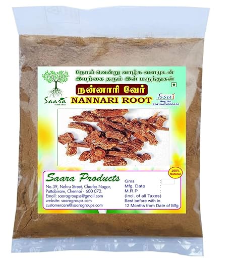 SAARA : Nannari Root Powder | Anantamul | Sogade | Hemidesmus indicus ...