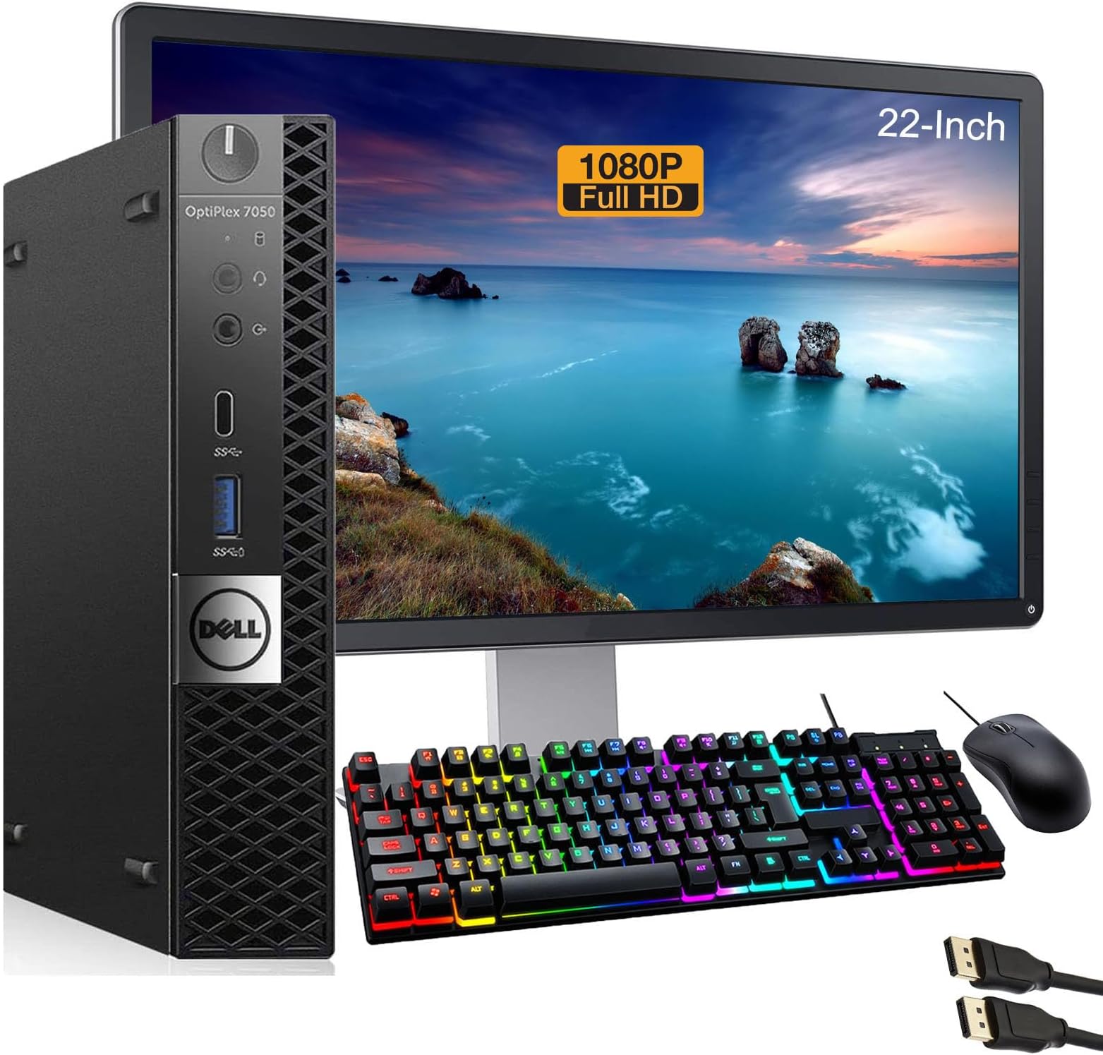 Amazon.com: Dell OptiPlex 7050 Mini Desktop Computer with 22" FHD ...