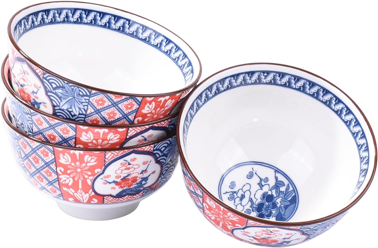 Amazon.com | Cerficer Japanese Rice Bowls Set of 4 Porcelain Sushi Bowl ...