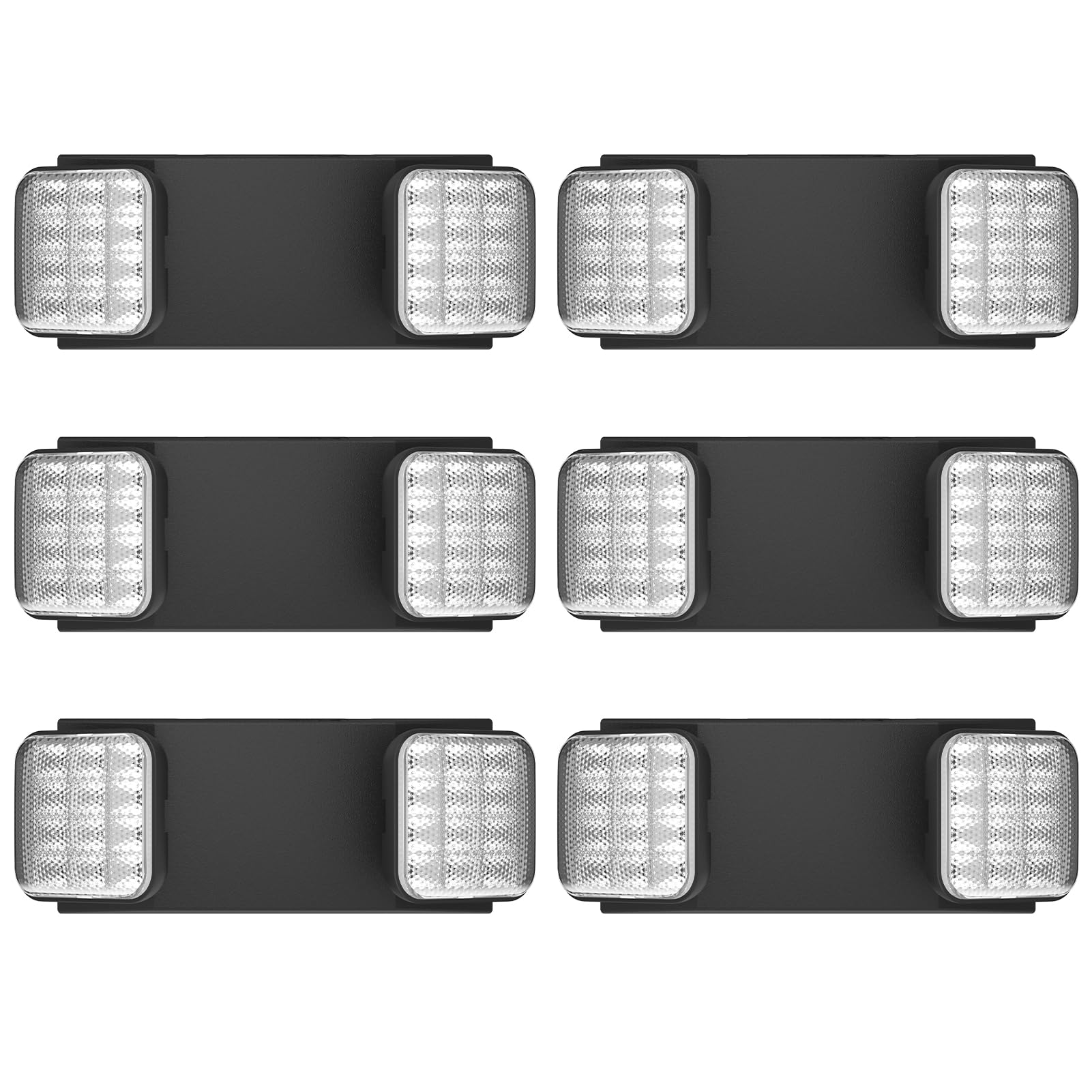EXITLUX 6 Packs Blacks Emergency Lights with Backup Battery,Two Head ...