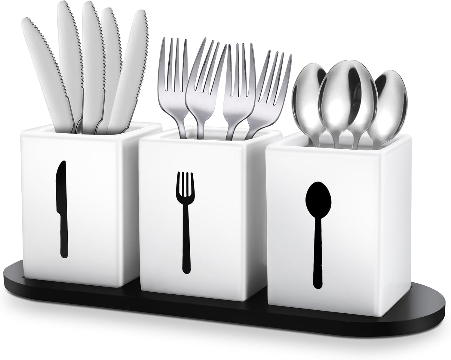 Amazon.com: WOODWORD Silverware Caddy, Ceramic Silverware Holder ...