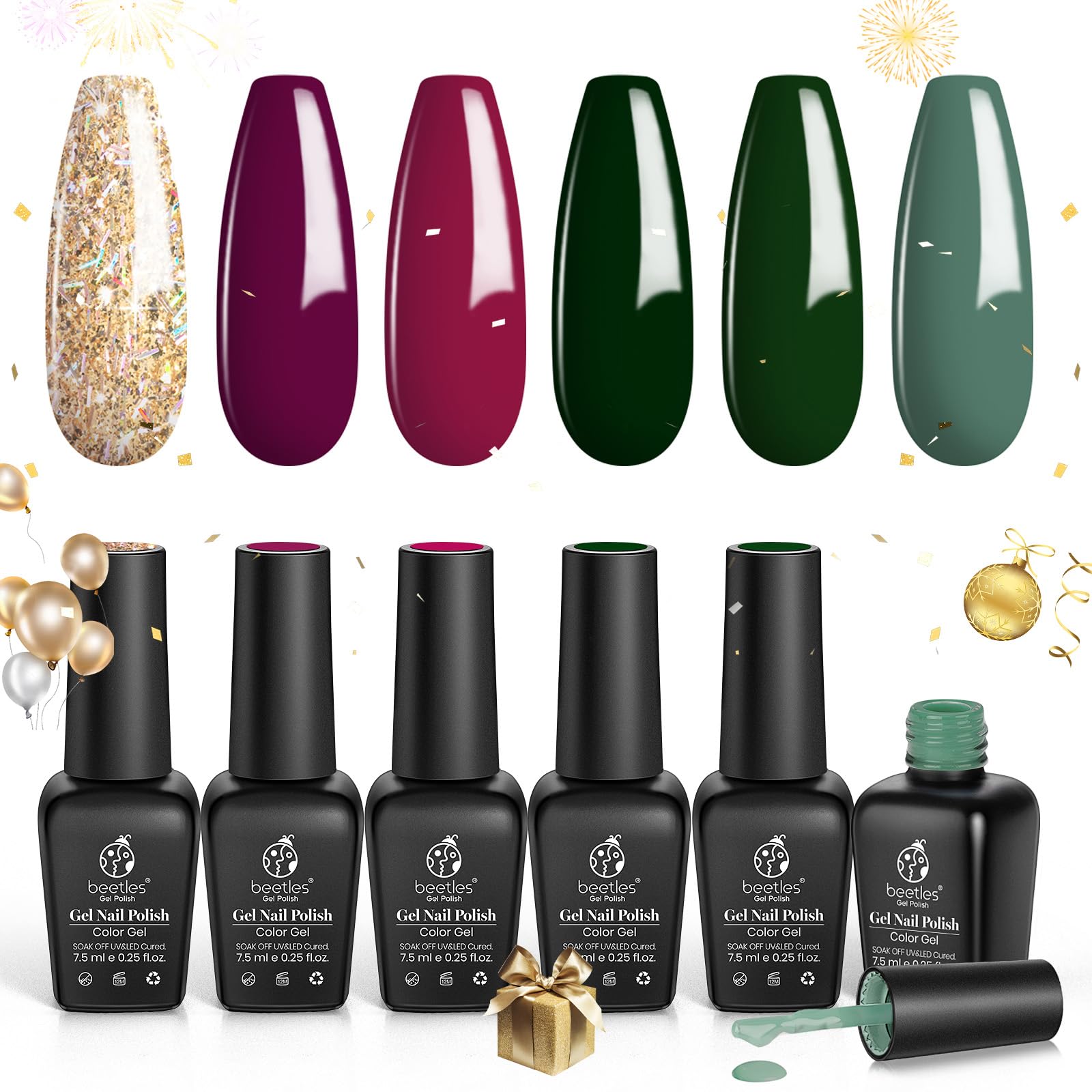 Amazon.com : Beetles Green Gel Nail Polish Set, 6 Colors Tipsy Jazz ...