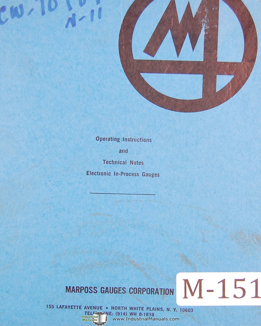 Marposs Gauges, Operating Instructions and Technical Notes, Electronic ...