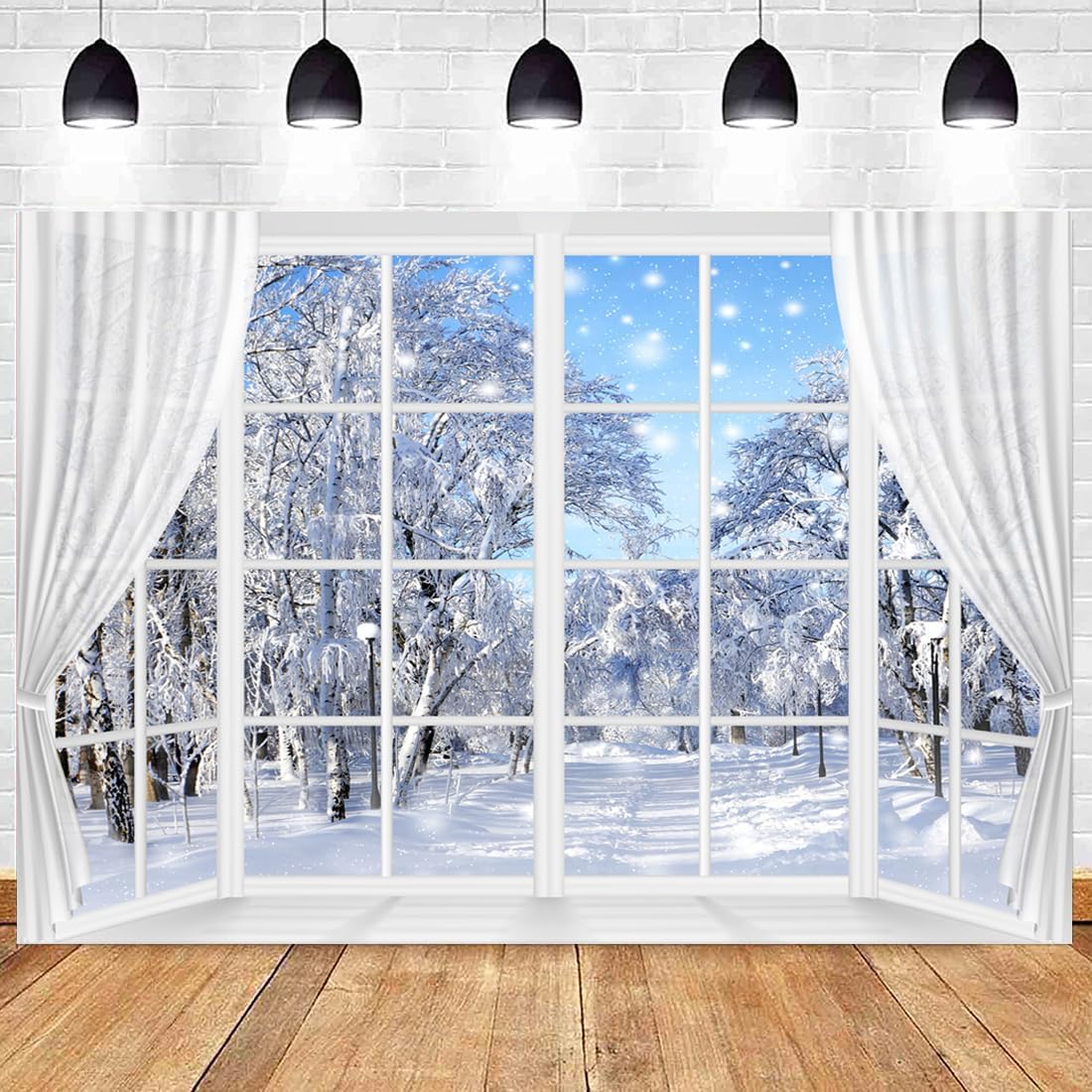 Amazon.com : Winter Scene Backdrop Holiday Wonderland Snowflake ...