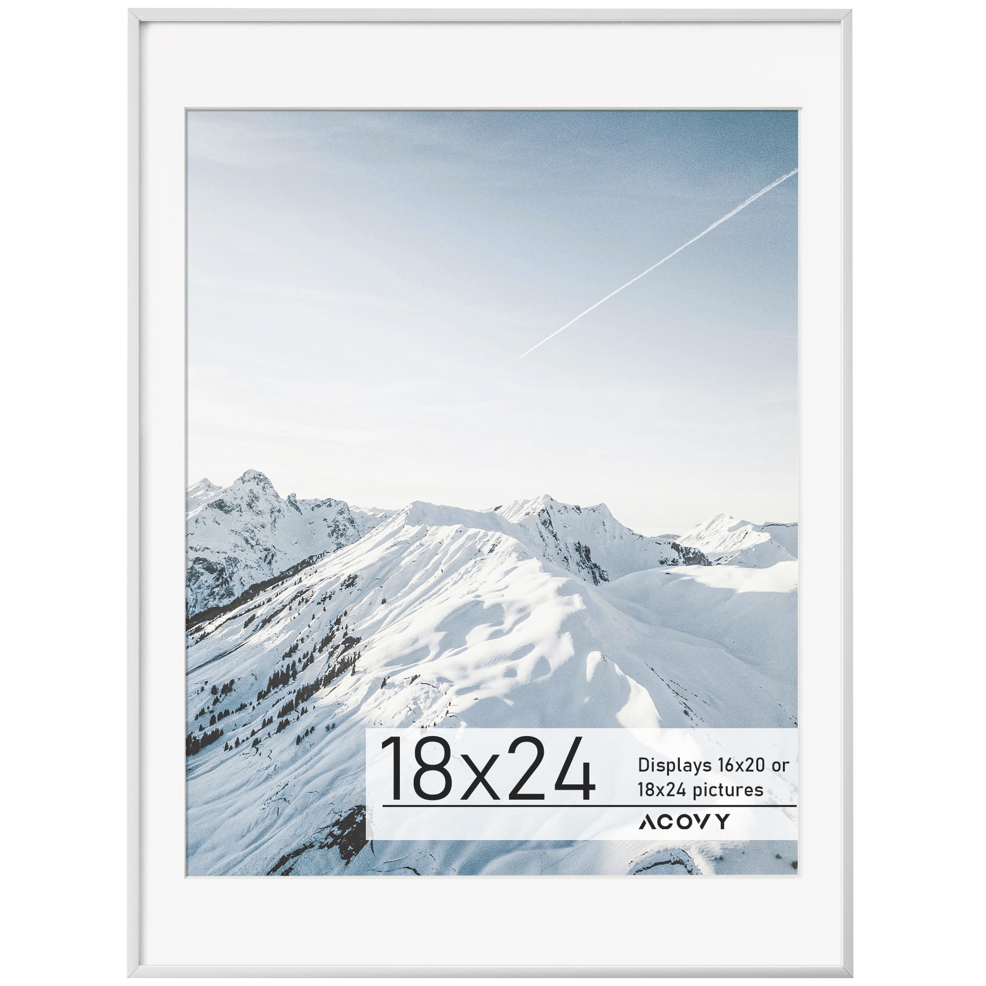 Amazon.com - Acovy 18x24 Silver Frame, 18x24 Frame Matted to 16x20 ...
