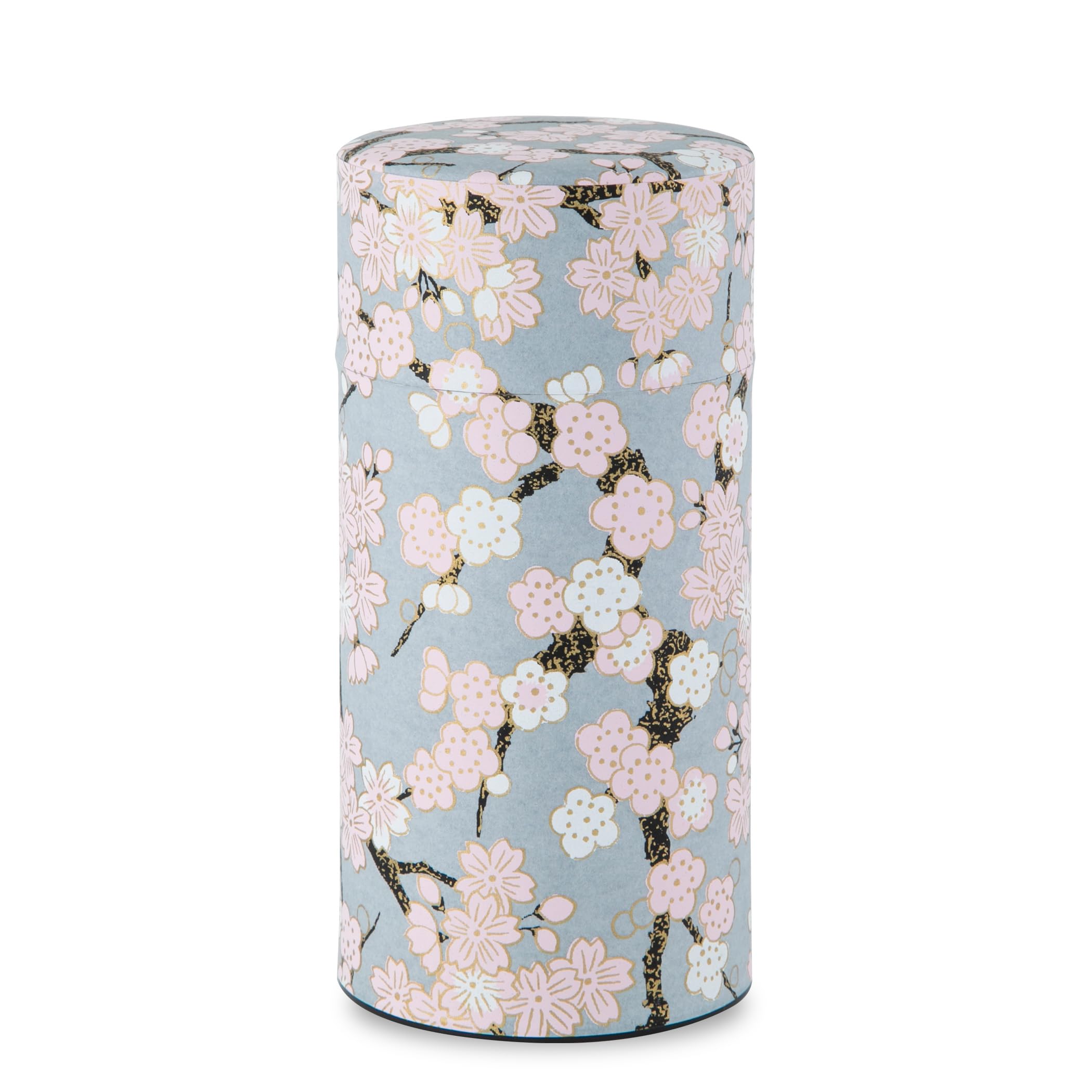 Amazon.com: Japanese Tea Canister Tin ( Yuzen Washi Paper - Plum and Sakura / Gray ), 7.06oz ...
