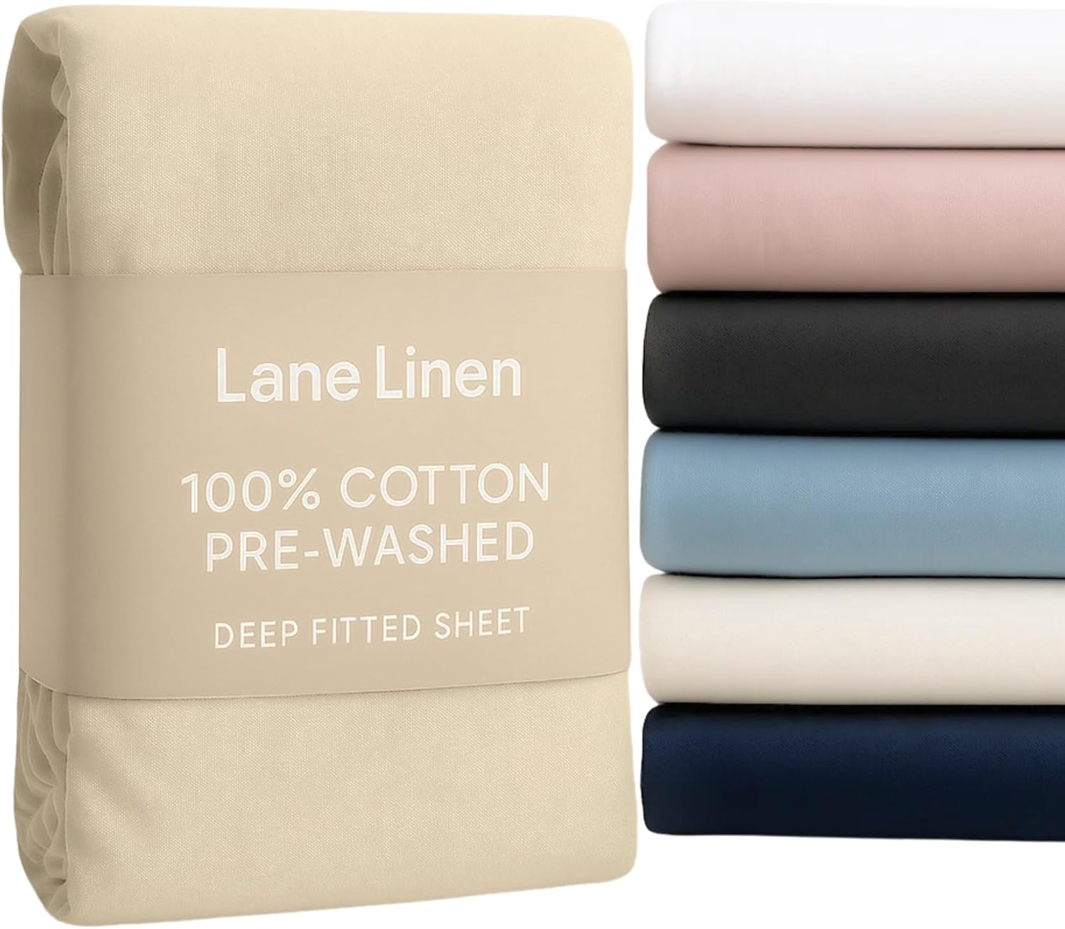 Lane Linen 100% Cotton Fitted Sheet – Single Bed – Pre-Washed Percale ...