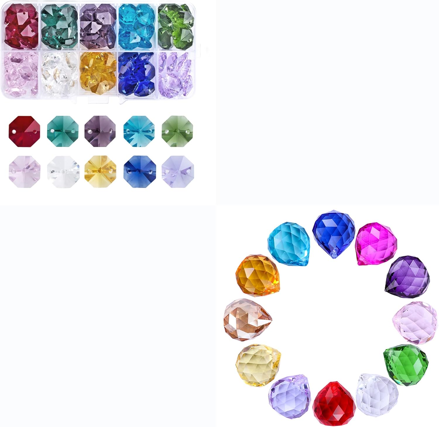 Amazon.com: H&D Colorful Crystal Octagon Beads,Crystal Ball Prism Feng ...