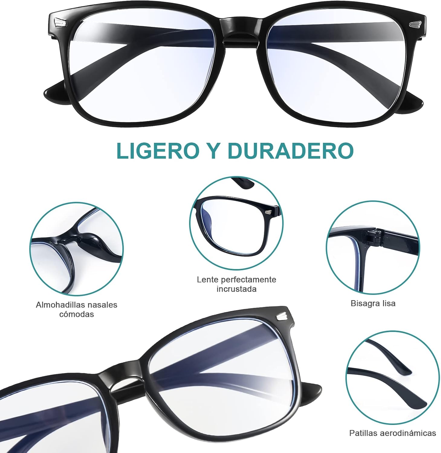 TECHVIDA Lentes para Computadora Luz Azul, Paquete de 2 Gafas de Filtro ...