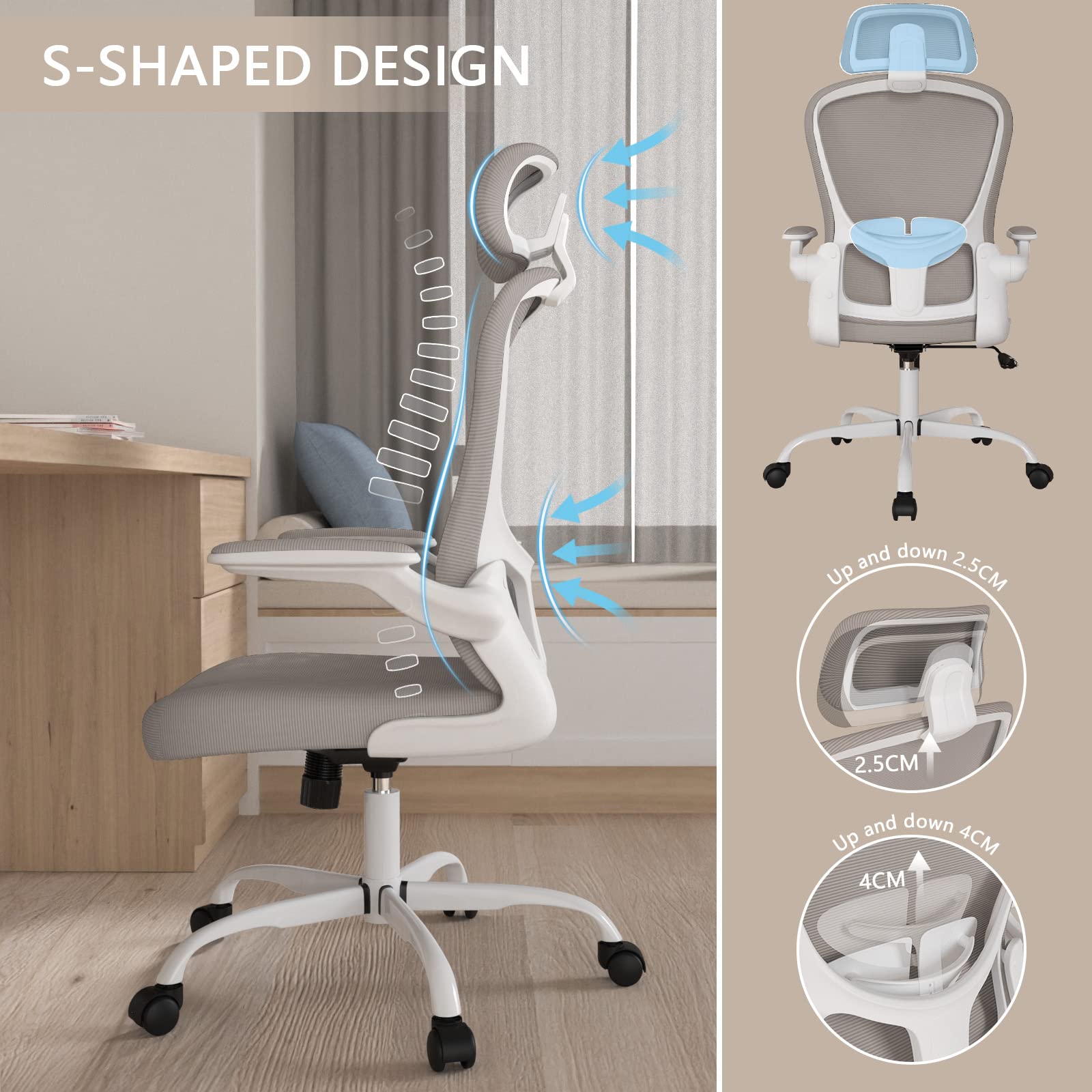 Snapklik.com : Office Chair, High Back Ergonomic Desk Chair, Breathable ...