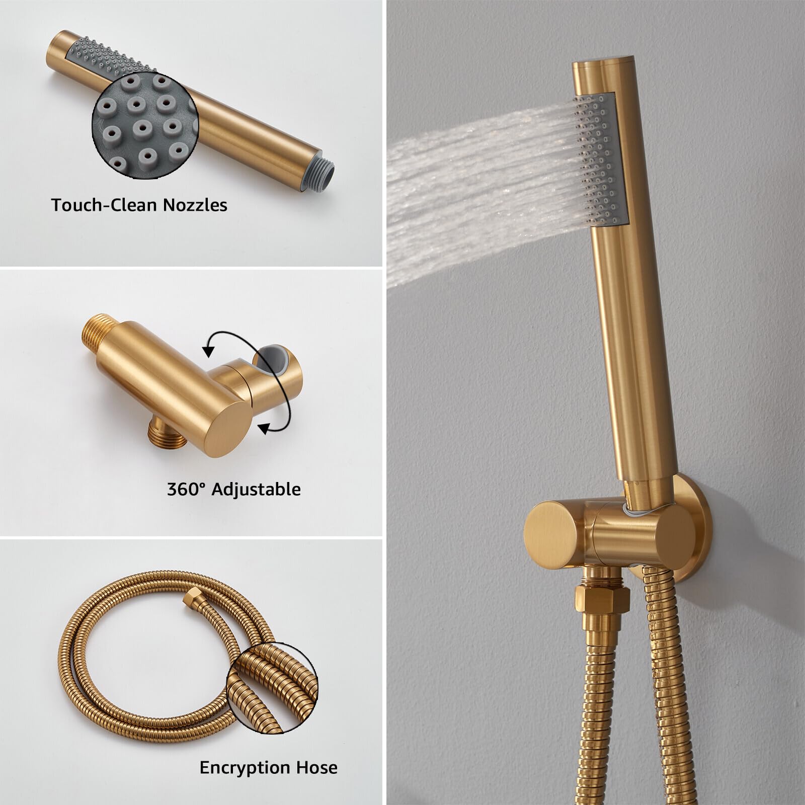 Snapklik.com : Iriber Brushed Gold Ceiling Mount Round Rain Shower System