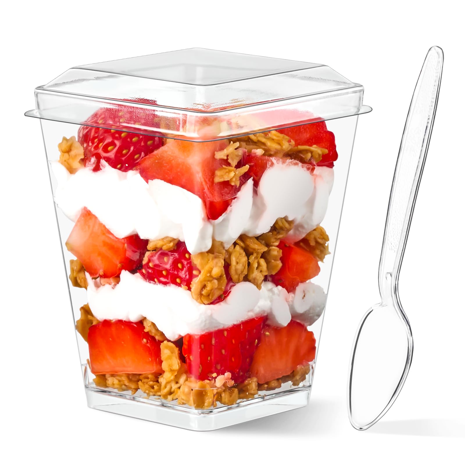 Amazon.com | 5 oz Plastic Dessert Cups with Lids and Spoons, 50 Pack ...