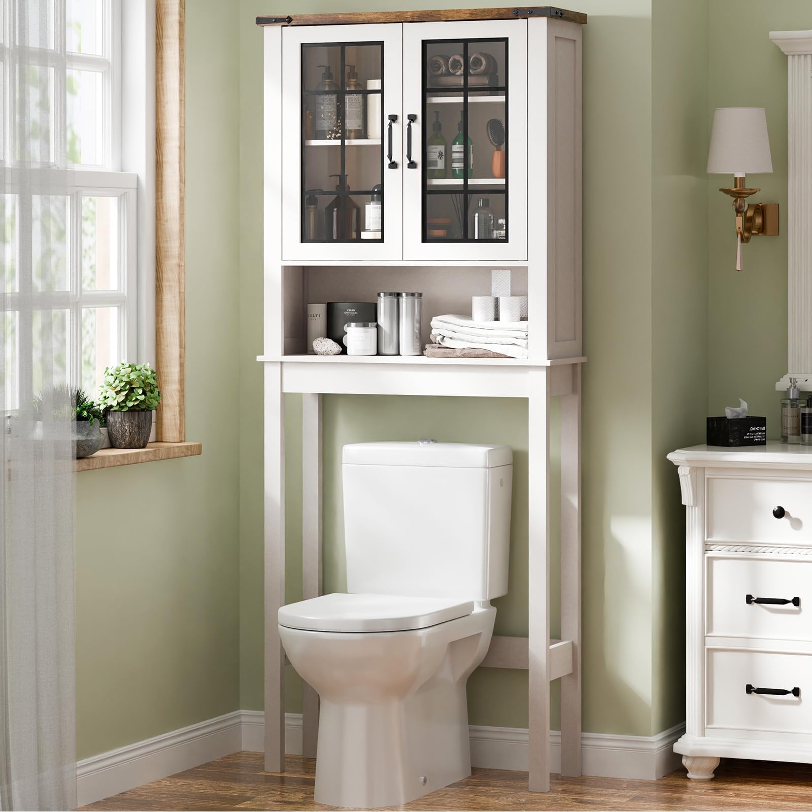 Amazon.com: Over The Toilet Storage Cabinet, Farmhouse Storage Cabinet ...