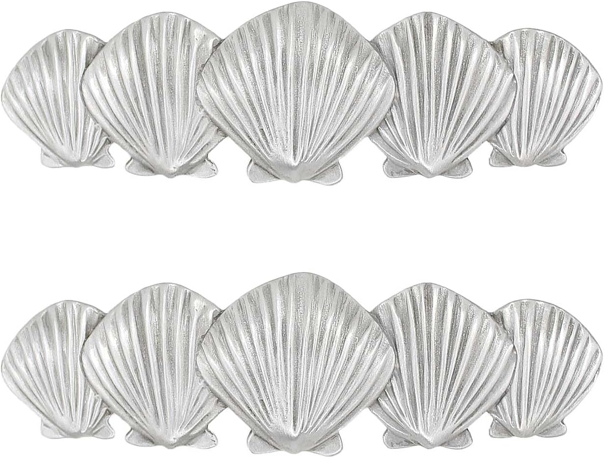 Costello Coastal - Seashell Drawer Pulls (Horizontal 2-Pack) | Designer Pewter Hardware ...