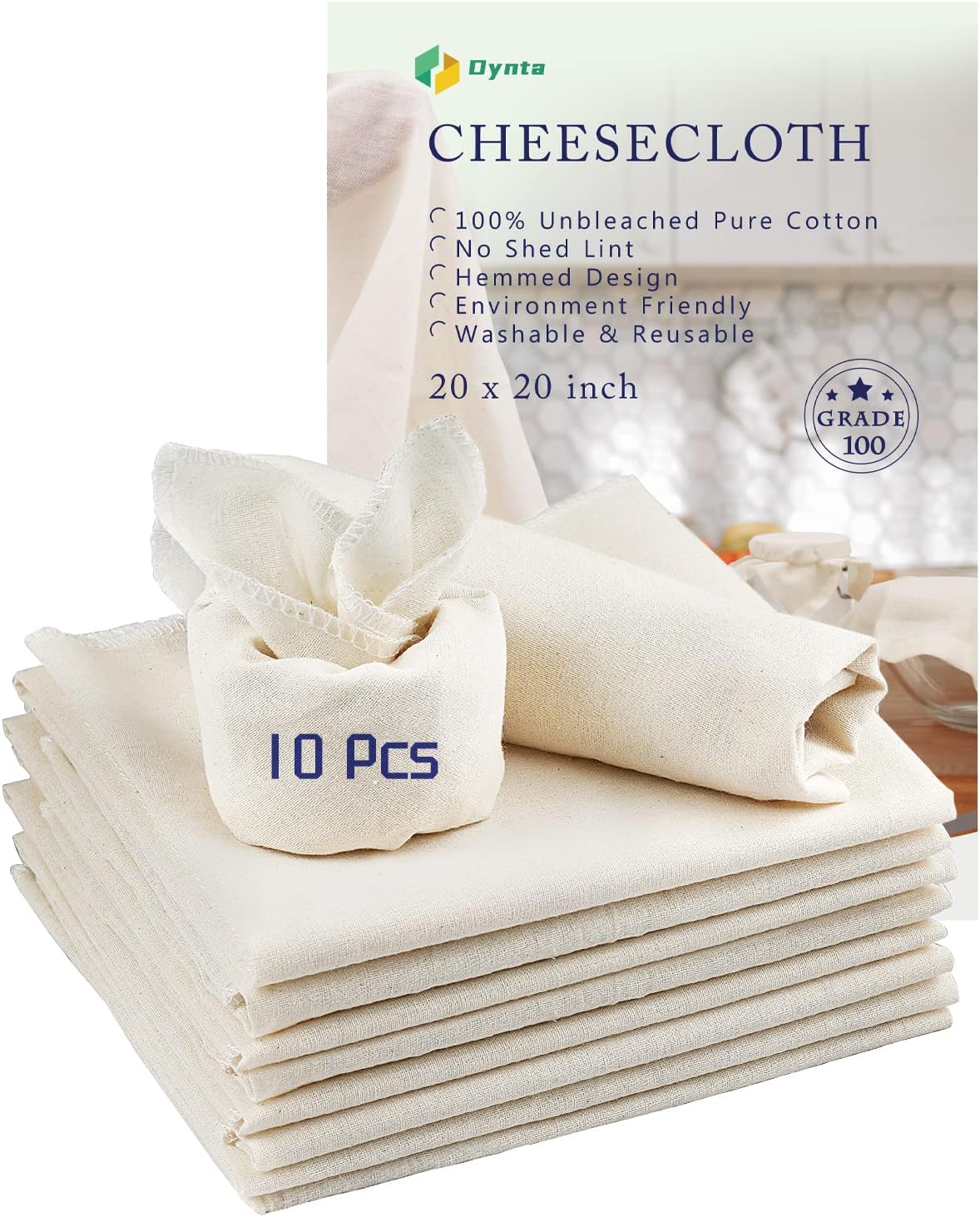 Amazon.com: Grade 100 Hemmed Cheesecloth, 10 Pieces 100% Unbleached ...