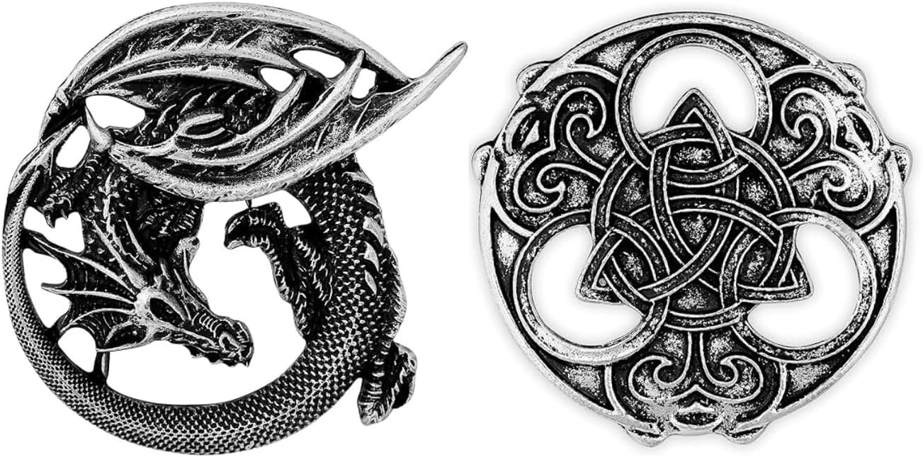 Amazon.com: HAQUIL Vintage Dragon & Triquetra Brooch Pins, Antique ...