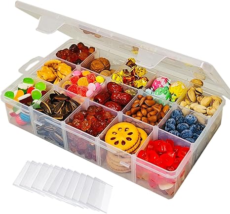 LAifu Snack Box Large, Snack Box with 15 Removable Compartments ...
