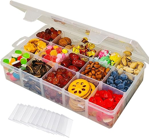 LAifu Snack Box Large, Snack Box with 15 Removable Compartments ...