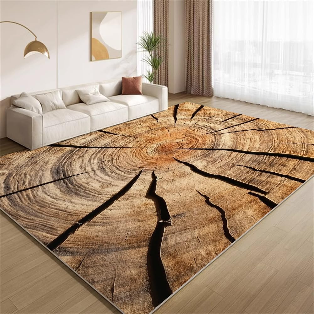 Amazon.com: Wood Grain Tree Stump Area Rug,2'X3'Brown Wood Grain Annual ...
