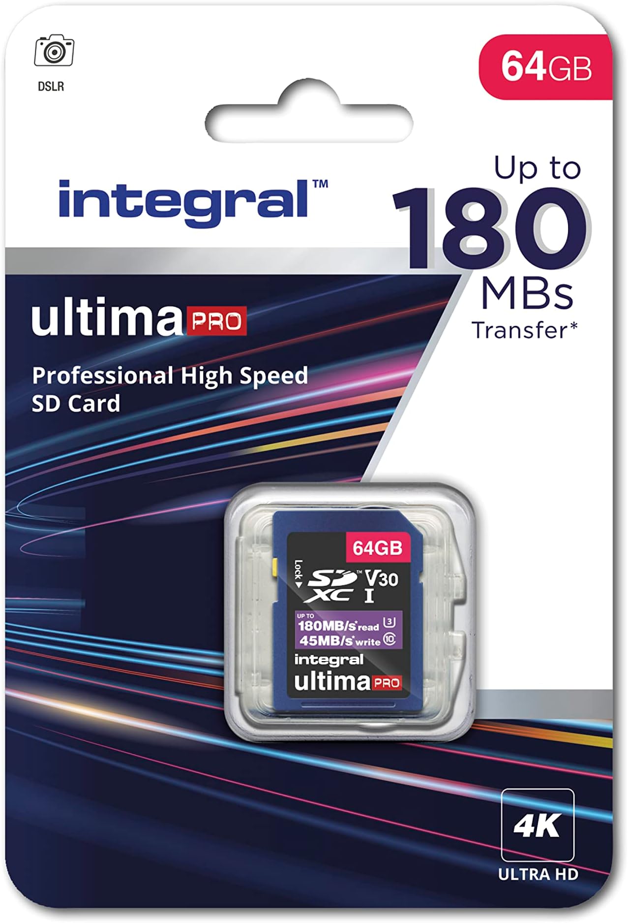 Integral 64GB Card 4K Video Read Speed 180MB/s and Write Speed 130MB/s ...