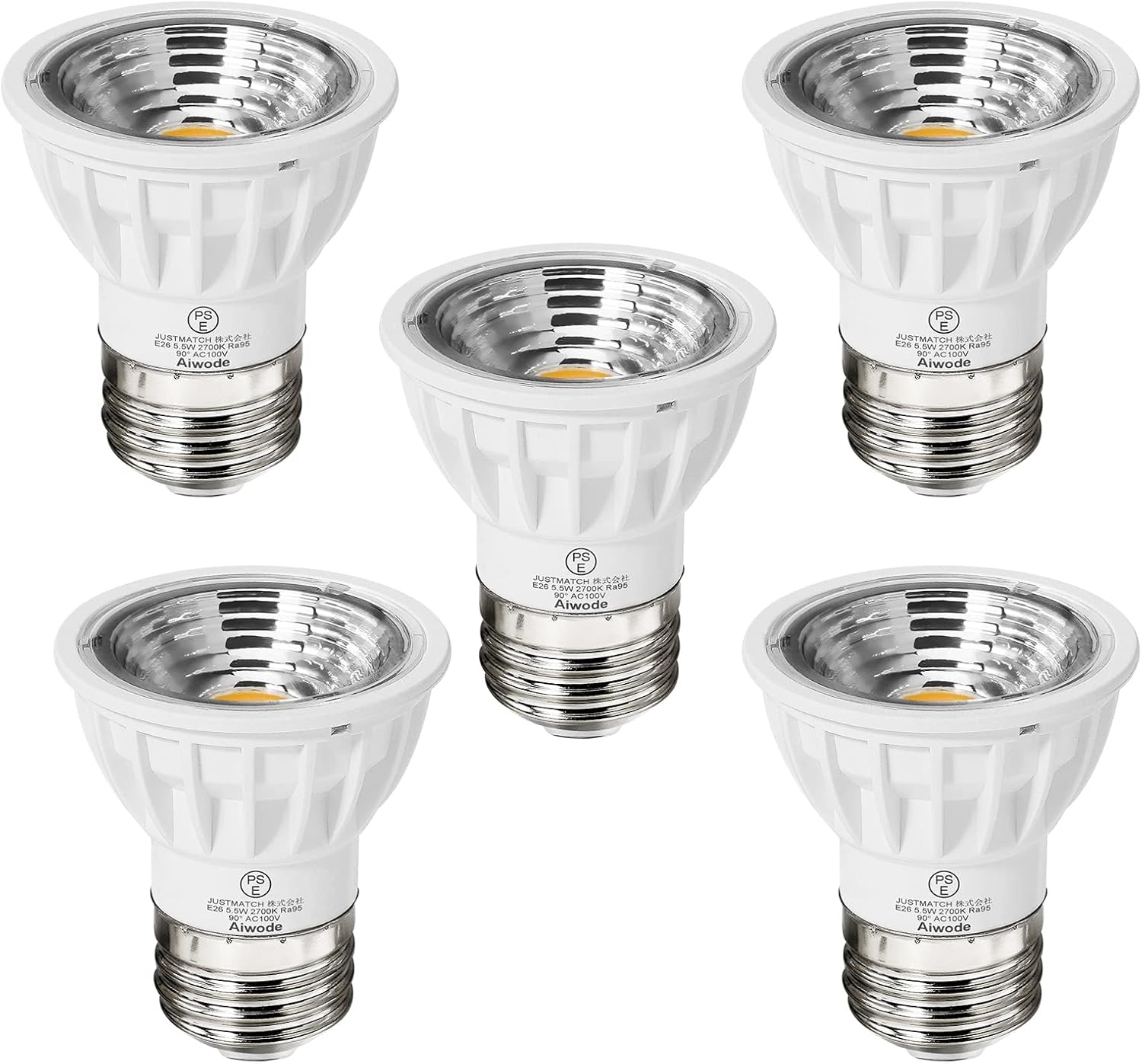 Amazon | Aiwode 5.5W LED電球 E26口金 電球色2700K 絶縁材料本体 ハロゲン電球50-60W形相当圧倒的の演色性Ra95 長寿命JDR50の代替品 非調光 広配光 ...