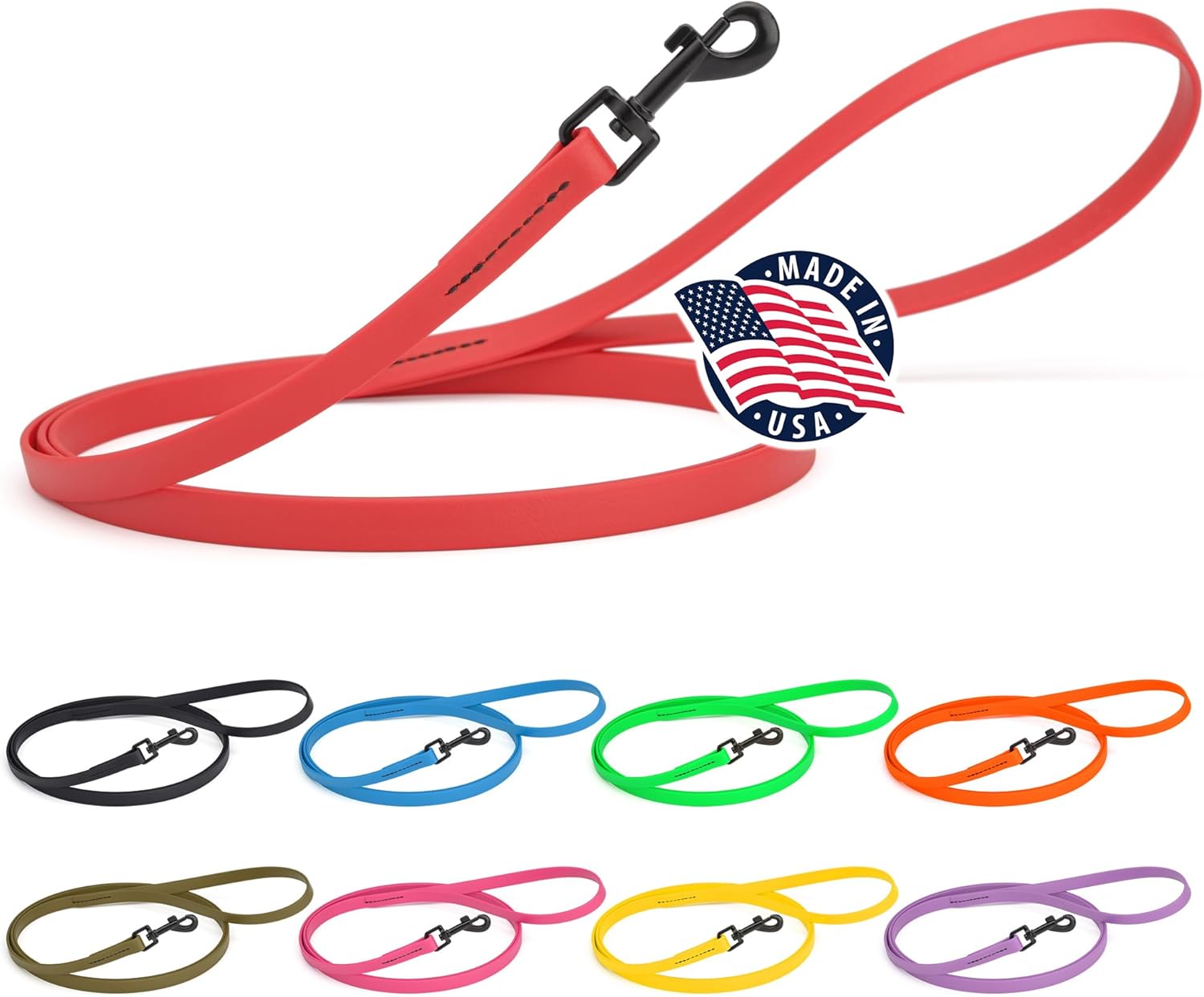 Amazon.com : Dogline Biothane Waterproof Dog Leash Strong Coated Nylon Webbing with Black ...