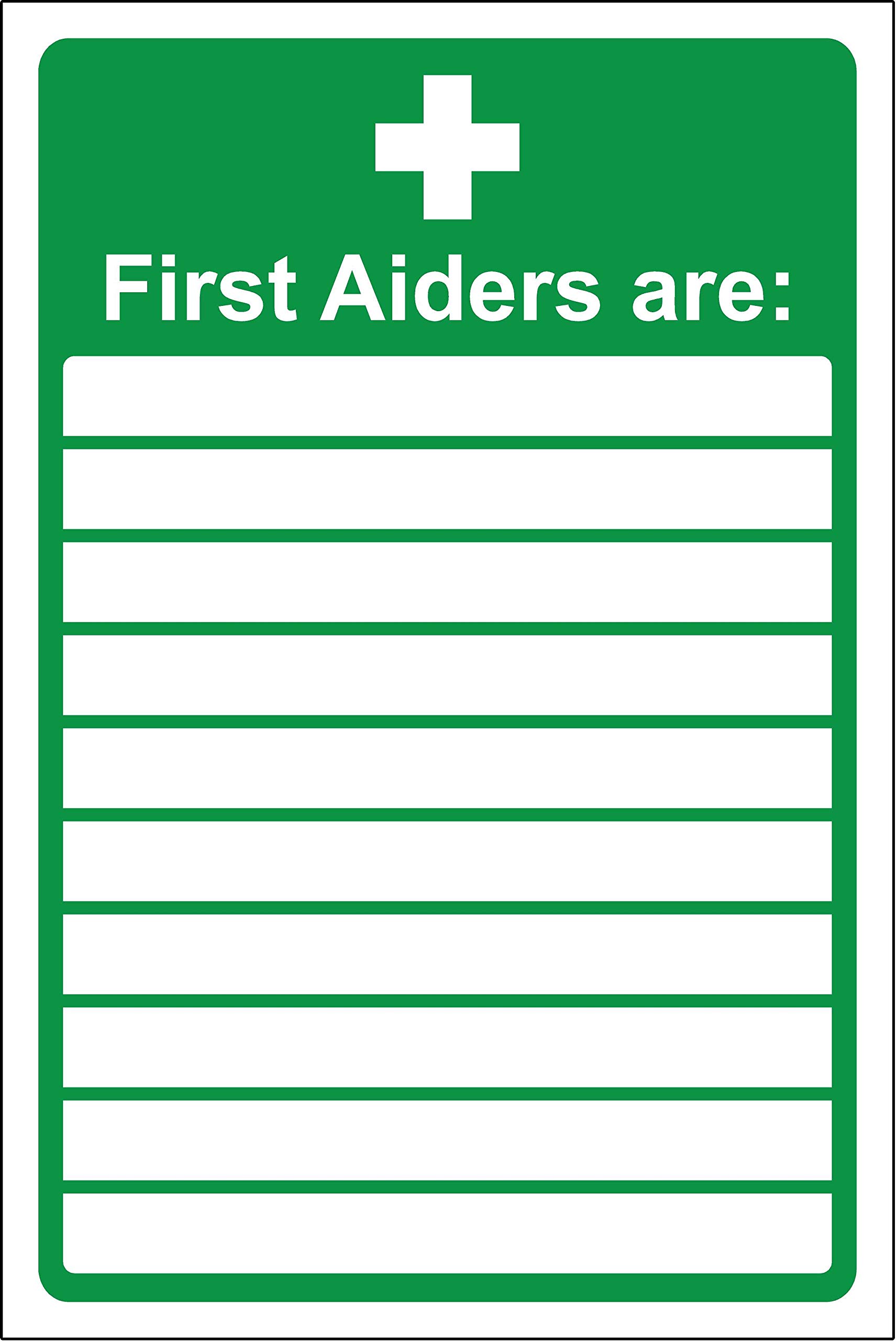 First aiders are Safety sign - Self adhesive sticker 300mm x 200mm ...