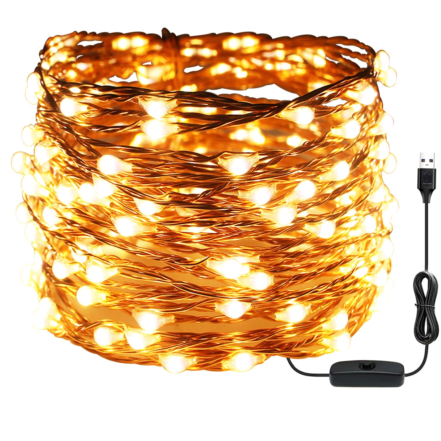 RUICHEN USB Plug in Fairy Lights Copper Wire 20 Ft 120 LED Starry ...