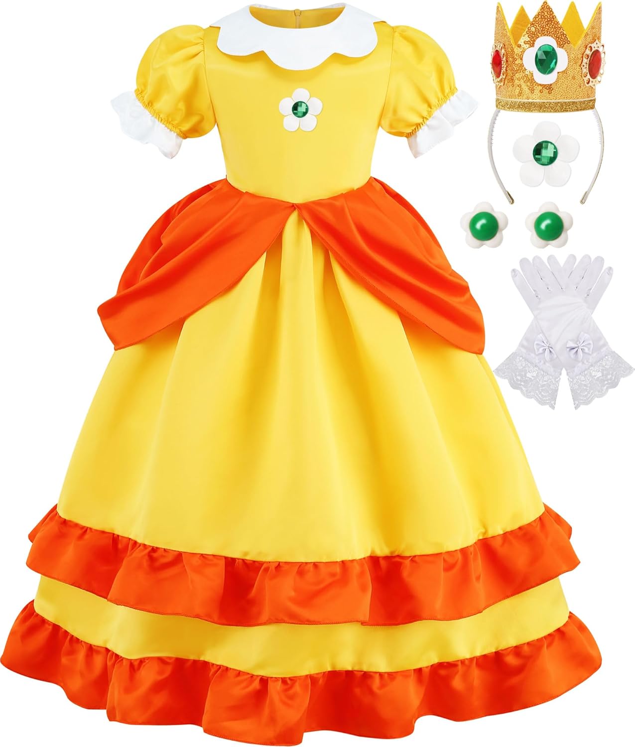 Amazon.com: Oskiner Princess Daisy Costume for Girls, Kids Princess ...