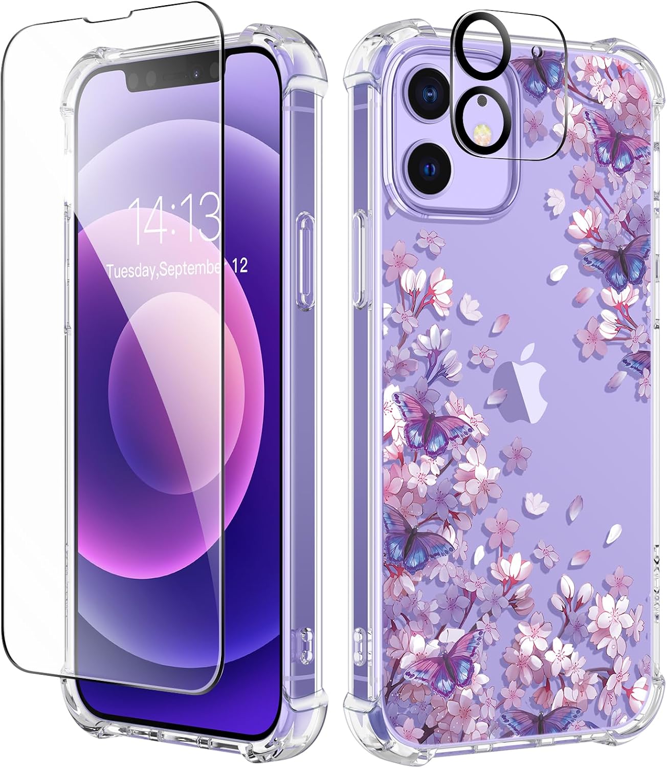Amazon.com: GVIEWIN for iPhone 12&iPhone 12 Pro Case Floral, with ...