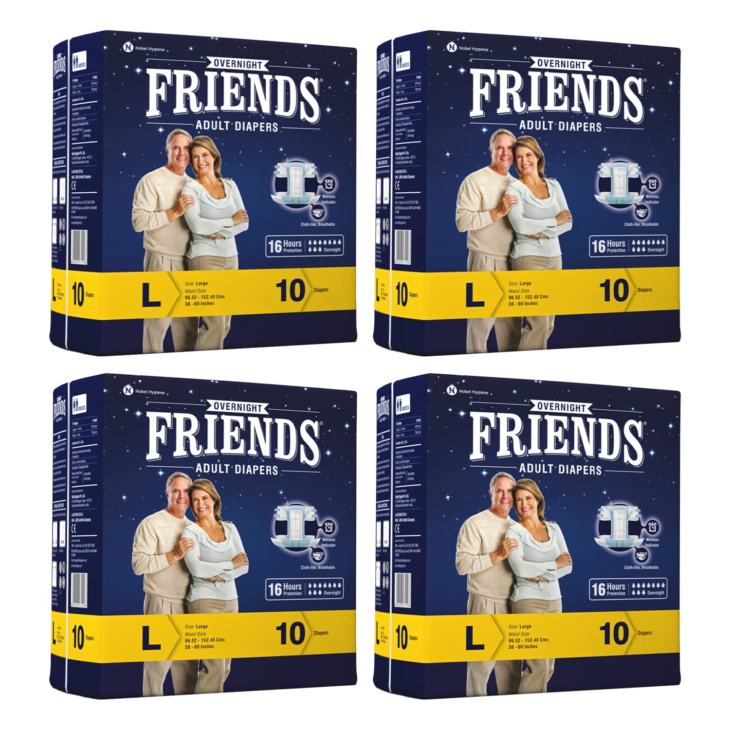 Friends Overnight Adult Diapers Tape Style - 40 Count (Large) with ...