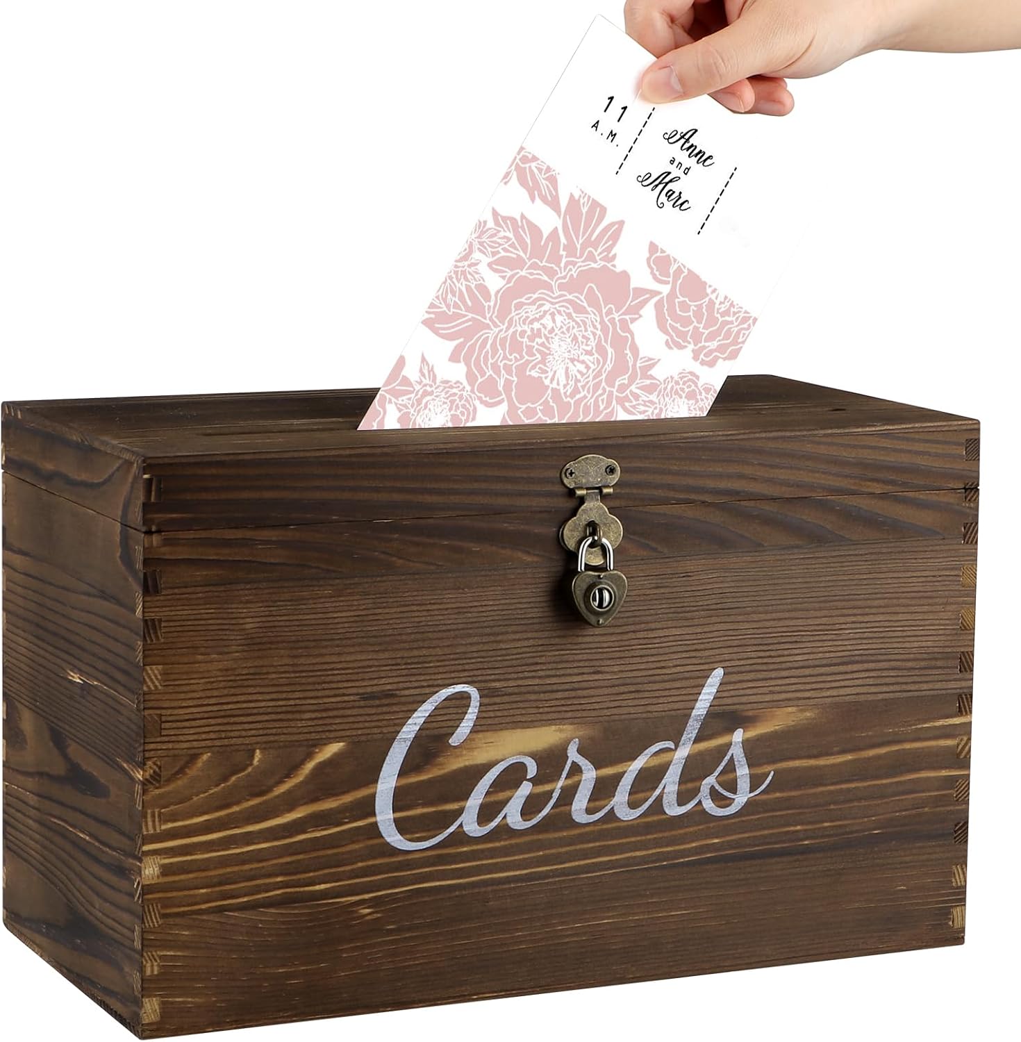 Amazon.com: Singvon Wooden Wedding Card Box with Lock and Key, Vintage ...
