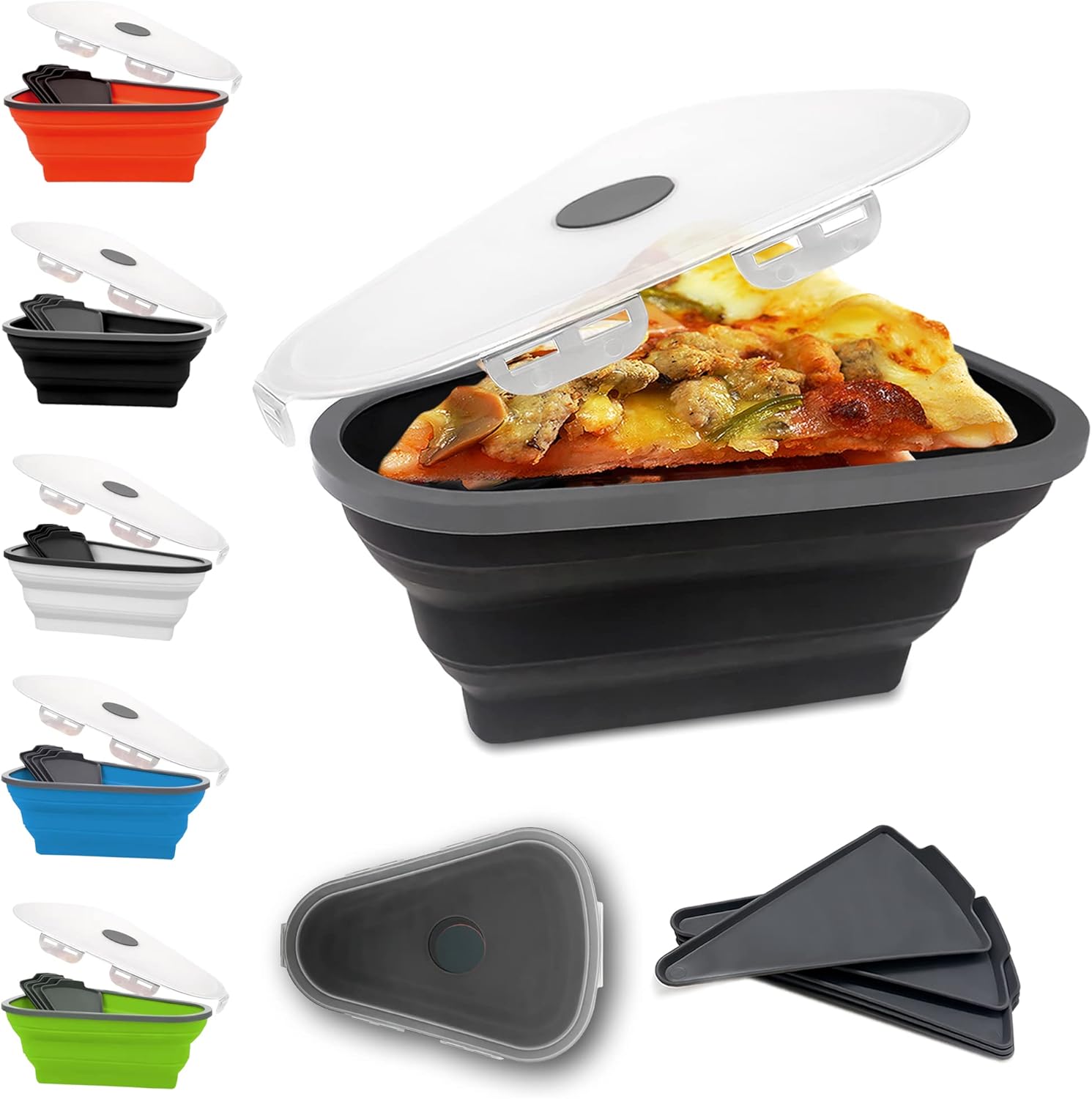 Pizza Storage Container Collapsible Leftover Pizza Box Pack with 5 ...