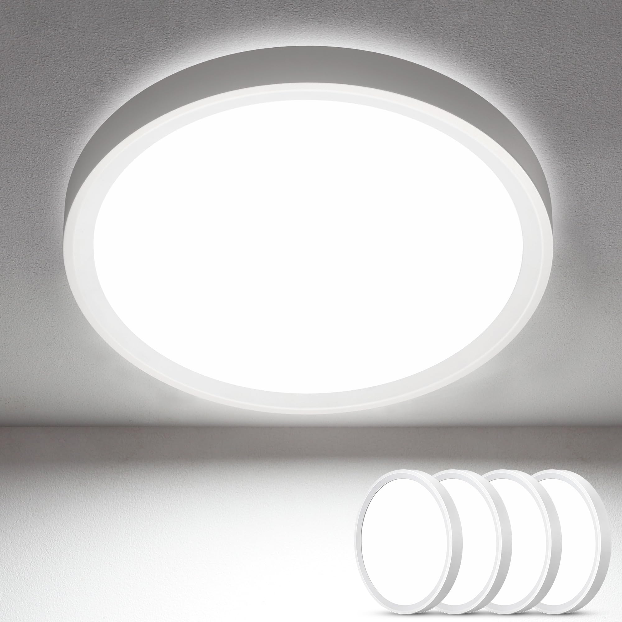 SunRider 4-Pack 9 Inch LED Flush Mount Ceiling Light, 2300LM, 5000K ...