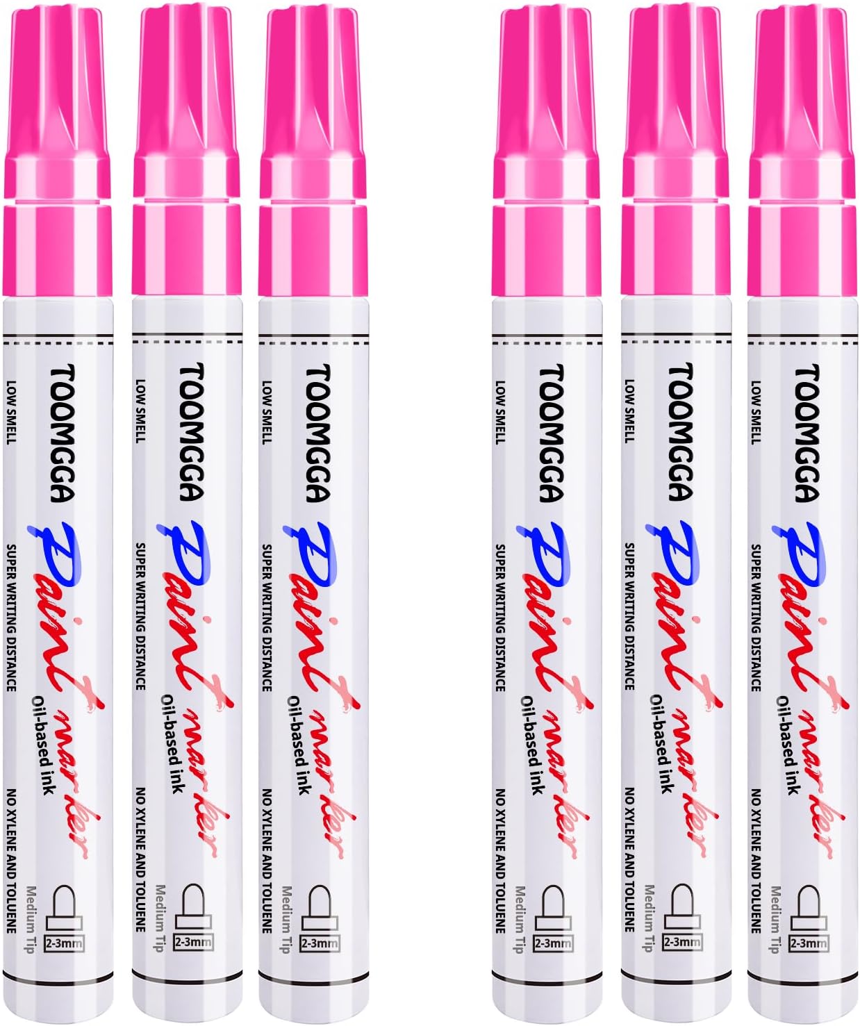 Amazon.com: Pink Permanent Paint Pens - 6 Pack Oil Based Paint Markers ...