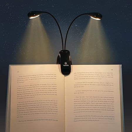 Vekkia Dual Heads Rechargeable Book Light for Reading at Night in Bed ...