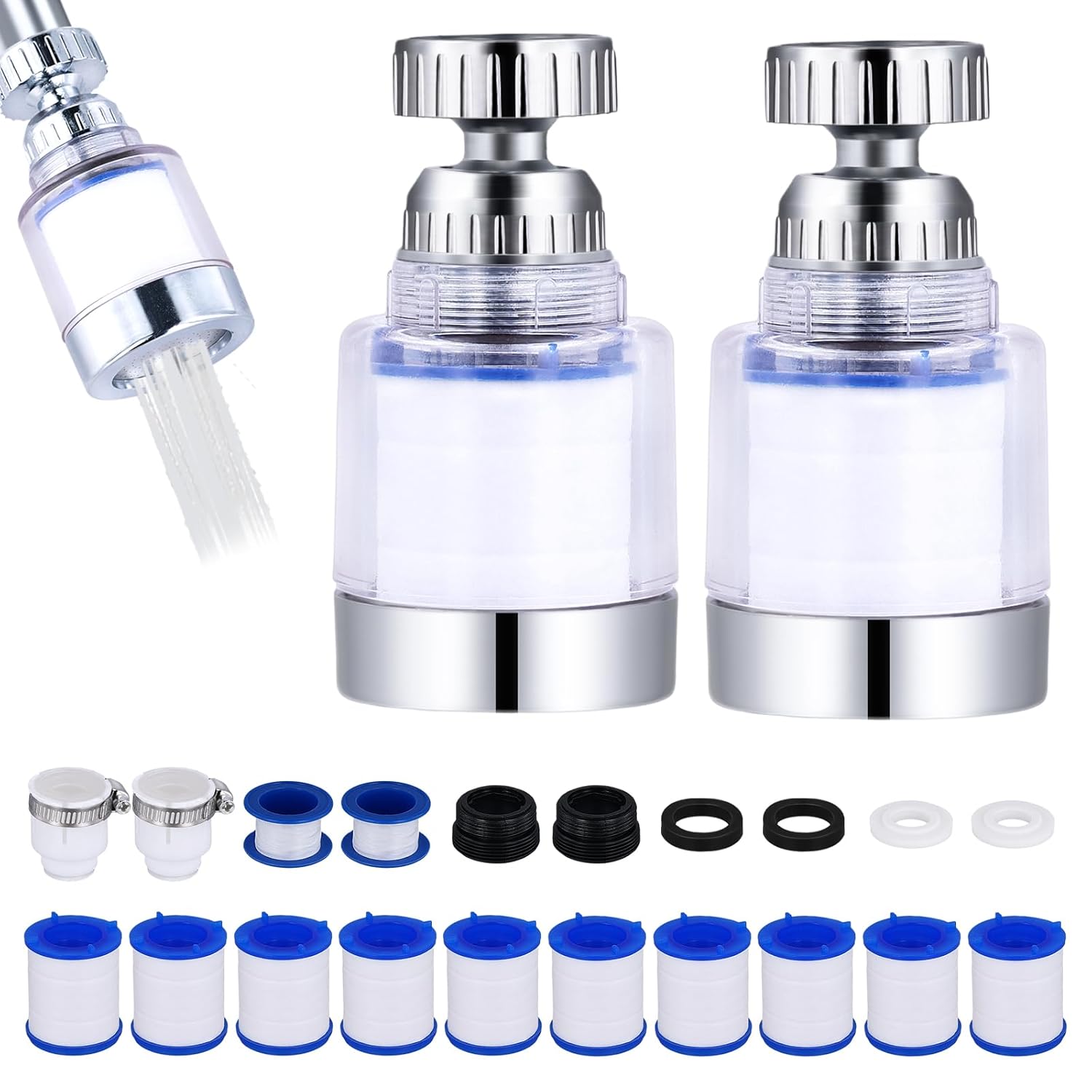 2pcs Sink Faucet Water Filter, 360° Rotating Tap Filter Bathroom Faucet ...