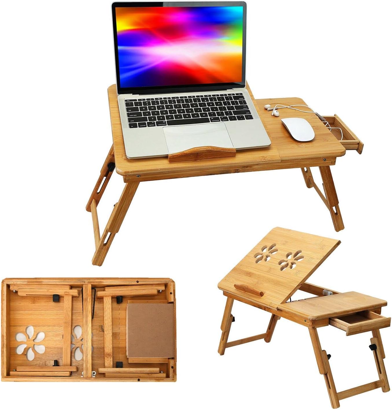 Amazon.com: Portable Laptop Desk Foldable Lap Bed Tray Adjustable Table ...