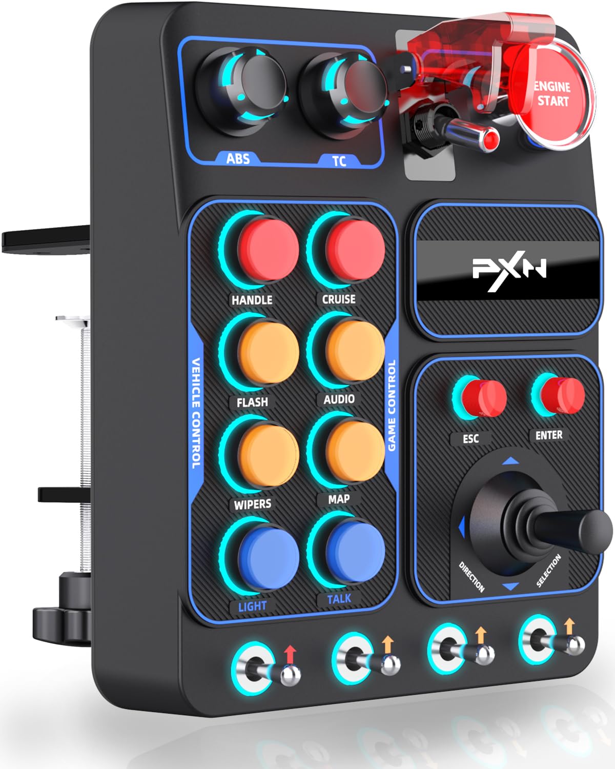 PXN CB1 Button Box – PC Seitenkonsole, 19 Tasten & Schalter, RGB ...