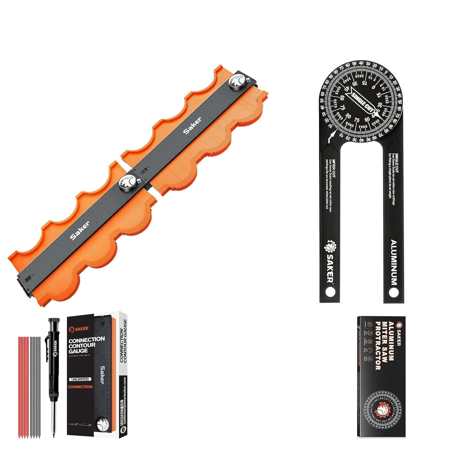 Saker Miter Saw Protractor and Saker Contour Gauge Profile Tool ...
