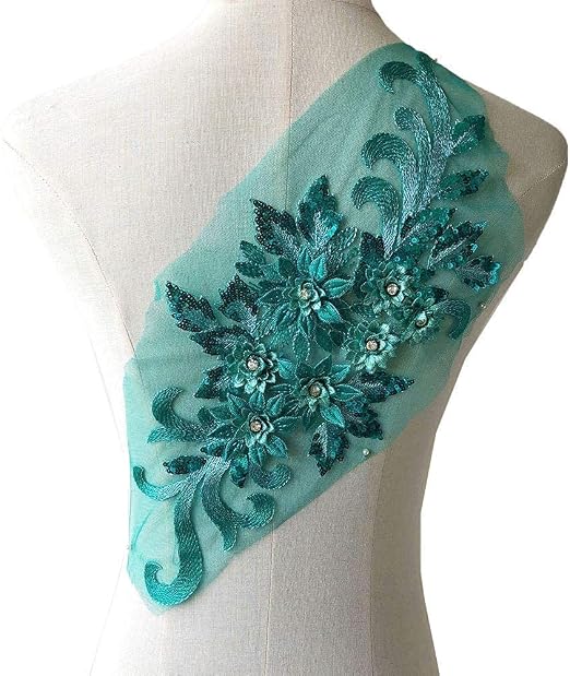 Amazon.com: Flower Applique, Beaded Floral Patch Lace Appliques Motif ...